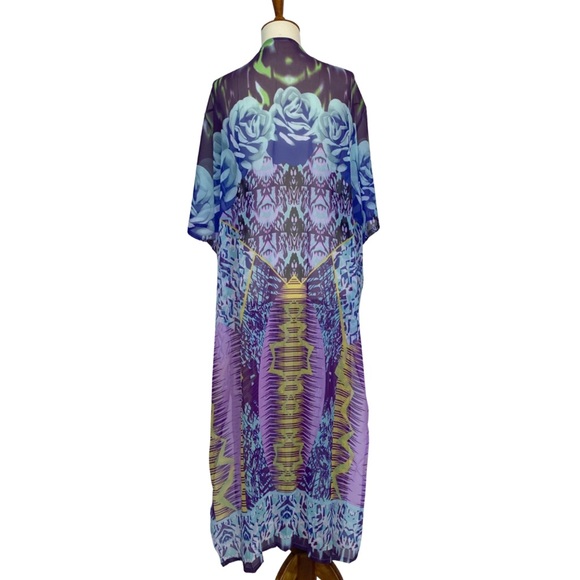 Swim | Multicolor Psychedelic Kimono Duster Beach Coverup | Poshmark